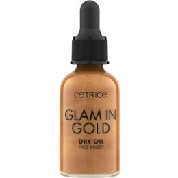 Catrice Damen Highlighter "Glam In Gold Dry Oil", 90ml, gold, Teint-Kosmetika, Pflegender Effekt f&uuml;r seidig-glatte Haut, floraler Duft