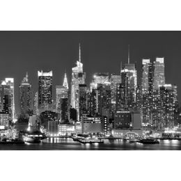 papermoon Fototapete "New York, City Schwarz & Wei&szlig;", B/L: 2m x 1,49m, Bahnen: 4 Stk., schwarz, Schlafzimmer, Tapeten