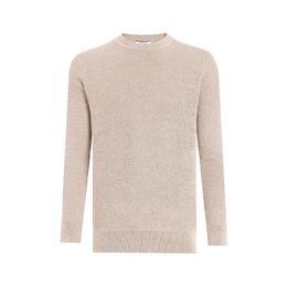 Rundhalspullover FELIX HARDY "Pullover mit Rundhalsausschnitt", Herren, Gr. M, beige, 100% Baumwolle, Pullover Rundhalspullover