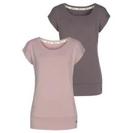 Yoga & Relax Shirt OCEAN SPORTSWEAR "Soulwear - Essentials Yoga Shirts", Damen, Gr. 50, rosa (rose, mauve), Single Jersey, Obermaterial: 92% Polyester, 8% Elasthan, figurbetont h&uuml;ftbedeckend, Rundhals, Shirts, leicht &uuml;berschnittene Schultern, l&auml;ngerer Schnitt, Topseller