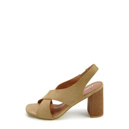 FINDLAY Damen Sandale "CALA", Gr. 41, beige, Lederimitat, Schuhe, mit Absatz in Korkoptik