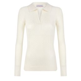Polokragenpullover FELIX HARDY "Pullover", Damen, Gr. XL, ecru, 100% Baumwolle, Pullover