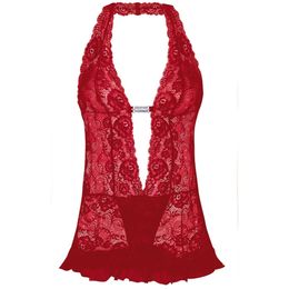 Lascana Stringbody mit Strass Damen Gr&ouml;&szlig;e S/M rot