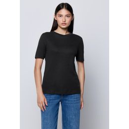 Damen Rundhalsshirtschwarz, Gr. 46, STREET ONE STUDIO, unifarben, Web, 50% Baumwolle, 50% Modal, Shirts, Basic