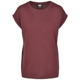Kurzarmshirt Urban Classics "Urban Classics Damen Ladies Extended Shoulder Tee", Damen, Gr. S, rotwine, 100% Baumwolle, unifarben, loose fit, Rundhals, Shirts