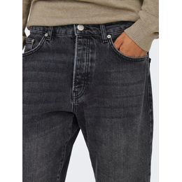 Only & Sons ONLY & SONS Herren Relax-fit-Jeans "ONSYOKE TAPERED WB 7850 DOT DNM NOOS", schwarz, Basic, Gr. 36, unifarben, Denim/Jeans, Obermaterial: 99%