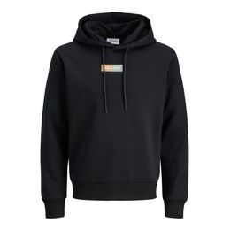 Jack & Jones PlusSize Herren Kapuzensweatshirt "JJPAN SWEAT HOOD PLS", schwarz, Gr. 5XL, JACK & JONES PLUSSIZE, bedruckt, angeraute Sweatware, Obermaterial: 60% Baumwolle,
