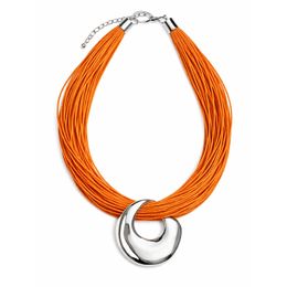 Damen Kette mit Anh&auml;nger "Evora", orange, Basic, Collezione Alessandro, Metall, Halsketten, mit &uuml;ppigem Metallanh&auml;nger