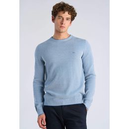 Strickpullover LINDBERGH "Strickpullover Comfort Fit", Herren, Gr. L, lt blau, Obermaterial: 50% Polyacryl, 50% Baumwolle, Rundhals, Pullover Strickpullover