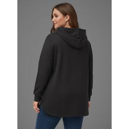 Damen Kapuzensweatshirt, schwarz, Basic, Gr. 40, LAURA SCOTT CURVE, clean, unifarben, angeraute Sweatware, Obermaterial: 80% Baumwolle, 20%