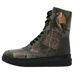 Schn&uuml;rboots DOGO "Future High Top Boots Goldfinch Damen Stiefeletten", Damen, Gr. 37, Normalschaft, grau, Lederimitat, Schuhe Sommerboots, Handgefertigt