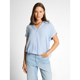 Tom Tailor Damen Klassische Bluseblau wei&szlig; stripe, Gr. 36, gestreift, Web, Obermaterial: 100% Viskose, Blusen, mit Streifen Muster