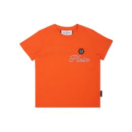 Philipp Plein Jungen T-Shirt "T-Shirt Rundhalsausschnitt Ss"2008, orange, blau, Gr. 16, Obermaterial: 100% Baumwolle, Shirts