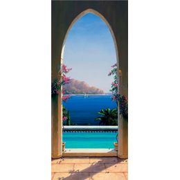 papermoon Fototapete "Arch de Sorrento - T&uuml;rtapete", B/L: 0,9m x 2m, bunt, Tapeten