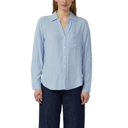 s.Oliver Damen Langarmbluse, blau, Gr. 42, gestreift, Web, Obermaterial: 100% Viskose, Blusen, im Streifen-Design und aus Viskose
