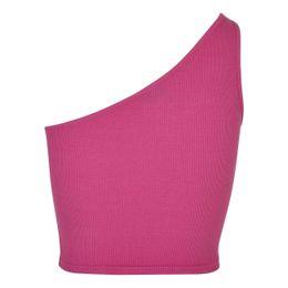 Urban Classics Damen Yoga & Relax Shirt "Urban Classics Damen Ladies Cropped Asymmetric Top", pink, Gr. XL, unifarben, 97% Baumwolle, 3% Elasthan,