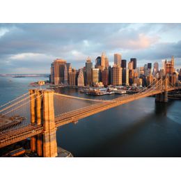 papermoon Fototapete "Brooklyn Bridge Morning", B/L: 2m x 1,49m, Bahnen: 4 Stk., bunt, Tapeten