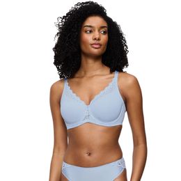 Triumph Damen Minimizer-BH "Amourette", Gr. 75, blau, Spitze, Obermaterial: 68% Polyamid, 32% Elasthan, BHs, verkleinert die Brust optisch um eine