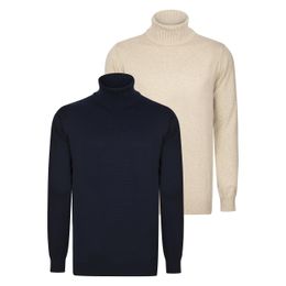 FELIX HARDY Herren Rollkragenpullover "Nikos"navy, beige, Gr. XXL, 100% Baumwolle, Pullover