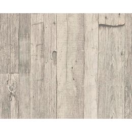 Livingwalls LIVING WALLS Vliestapete "Best of Wood`n Stone 2nd Edition", B/L: 0,53m x 10,05m, grau, Wohnzimmer, Tapeten, Tapete Holzoptik matt leicht