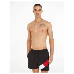 Badeshorts "SF MEDIUM DRAWSTRING", Herren, Gr. M (50), N-Gr, schwarz, Microfaser, Polyamid, Tommy Hilfiger SWIMWEAR, unifarben, Badehosen Badeshorts, mit Tommy Hilfiger Markenlabel