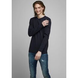 Jack & Jones JACK & JONES Herren Rundhalspullover "JJEBASIC KNIT CREW NECK NOOS", blau, Gr. M, Strick, Obermaterial: 100% Baumwolle, Pullover, Baumwolle, regular