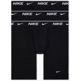 NIKE UNDERWEAR Herren Boxer "BOXER BRIEF LONG 3PK", Gr. S, schwarz, Jersey, Obermaterial: 95% Baumwolle, 5% Elasthan, kontrastfarbene Details,