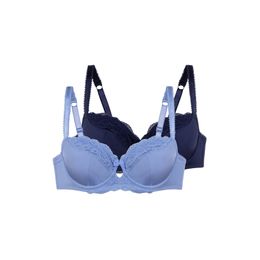B&uuml;gel-BH Dorina "Celine", Damen, Gr. 105, Cup E, blau (lila, ink), Microtouch, Obermaterial: 58% Polyamid, 26% Polyester, 16% Elasthan, BHs B&uuml;gel-BH, mit Spitzendetails, verstellbare Tr&auml;ger