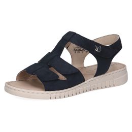Caprice Damen Riemchensandale, Gr. 37, blau, Veloursleder, Schuhe, Keilsandalette, Bequemschuh, Sommerschuh mit Klettverschl&uuml;ssen