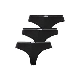 BOSS Damen String "3P THONG", Gr. XL, schwarz, Jersey, Obermaterial: 90% Baumwolle, 10% Elasthan, unifarben, Unterhosen, mit BOSS Logobund
