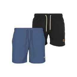 Urban Classics Herren Badeshorts "Urban Classics Herren Block Swim Shorts 2-Pack"vintageblau, schwarz, Gr. XXXL, 100% Polyester, Badehosen