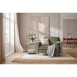 Loveseat Home Affaire, B:108cm H:89cm T:97cmgr&uuml;n, 100% Polyester, Sessel, "Pinto Skandi 105 cm, Chenille, Struktur", mit Keder, Massivholzf&uuml;&szlig;e Eiche