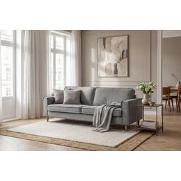 3-Sitzer Home Affaire "Pinto Skandi,Maxi-Ausf&uuml;hrung, 236 cm, Chenille, Struktur", grau, B:236cm H:89cm T:97cm, 100% Polyester, Sofas, mit Keder, Massivholzf&uuml;&szlig;e Eiche ger&auml;uchert, Wellenunterfederung