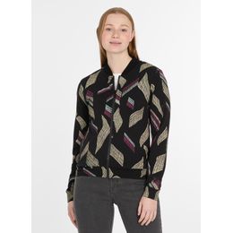 Ragwear Damen Sweatjacke "KENIANE PRINT", schwarz, Gr. L, bedruckt, gemustert, Sweatware, Obermaterial: 67% Polyester, 28% Viskose, 5% Elasthan,