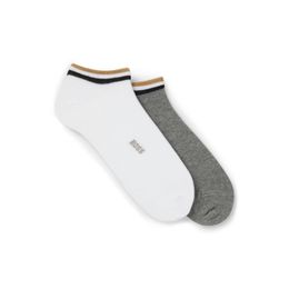BOSS Herren Sneakersocken "2P AS Uni stripe CC", Gr. 39silber 041, Baumwollmischung, Socken, mit geringeltem Abschluss
