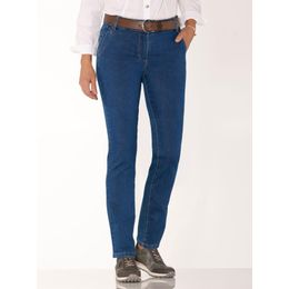 WITT Damen Jeans mit kontrastfarbigen Ziern&auml;hten, blue-stone-washed, Gr&ouml;&szlig;e 21