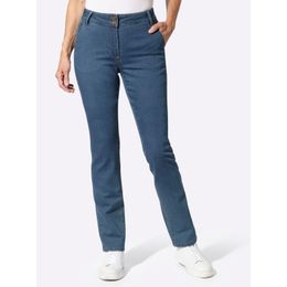 WITT Damen Jeans mit kontrastfarbigen Ziern&auml;hten, blue-bleached, Gr&ouml;&szlig;e 38