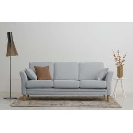 3-Sitzer Home Affaire, B:217cm H:87cm T:86cm, grau, Sofas, "Arellano, Breite 217 cm", klassisches Design, 2 Zierkissen inklusive, Webstoff fein