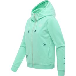 Ragwear Damen Sweatjacke "Parya Embro"hellgr&uuml;n, Gr. L, Material: 95% Baumwolle, 5% Elasthan, Sweatjacken, Damen Zipper mit Stickereien