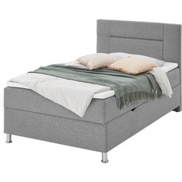 Boxbett Home Affaire, B:122cm L:209cmgrau, Stoffbezug Nordic (100% Polyester), Komplettbetten, "Escalon mit Bettkasten, inkl. Topper", erh&auml;ltlich in