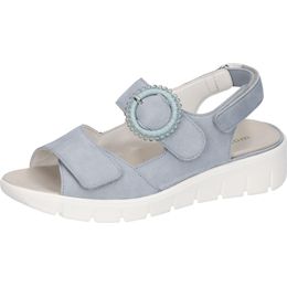 Waldl&auml;ufer WALDL&Auml;UFER Damen Sandale "K-ADEA", Gr. 7,5hellblau, Nubukleder, unifarben, Schuhe, Sommerschuh, Keilsandalette mit Klettverschl&uuml;ssen, K-Weite