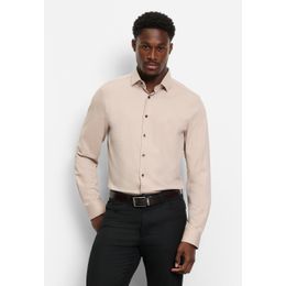 OLYMP Herren Businesshemd "OLYMP Level Five 24/Seven, body fit, Modern Kent mit extra langem Arm"caramel, Gr. 38, 64% Baumwolle, 27% Polyester, 9%