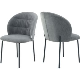 4-Fu&szlig;stuhl Tom Tailor HOME, B:51cm H:83cm T:59cmconcrete grau, schwarz, schwarz, Metall, Stoff, St&uuml;hle, "LEAF CHAIR", 4-Fu&szlig;gestell, Raffung in der