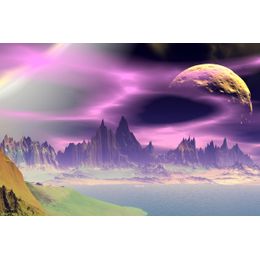 papermoon Fototapete "PLANETEN-FUTURISTISCH WELTRAUM MOND GALAXIE UNIVERSUM", B/L: 2m x 1,49m, Bahnen: 4 Stk., bunt, Schlafzimmer, Tapeten