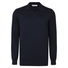 FELIX HARDY Herren Polokragenpullover "Pullover mit Polokragen - knopflos"navy, Gr. M, 100% Baumwolle, Pullover