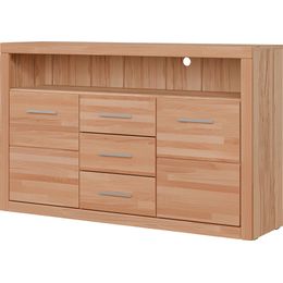 Sideboard OTTO HOME, B:130cm H:80cm T:35cm, beige, FSC-zertifizierter Holzwerkstoff, Holz teilmassiv, Wohnzimmer, Sideboards, "Ribe,130cm breit,80cm