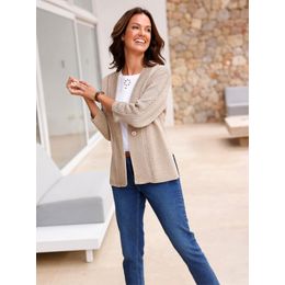 WITT Damen Strickjacke in pflegeleichtem B&auml;ndchengarn, beige, Gr&ouml;&szlig;e 50