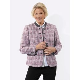 WITT Damen Boucl&eacute;-Blazer Stehkragen aus Veloursleder-Imitat, mauve-schwarz-gemustert, Gr&ouml;&szlig;e 38