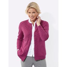 WITT Damen Strickjacke mit Ajourmuster und Glitzersteinchen, erika, Gr&ouml;&szlig;e 38
