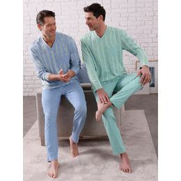 w&auml;schepur men Herren Schlafanz&uuml;ge, bleu + salbei, Gr&ouml;&szlig;e 44/46